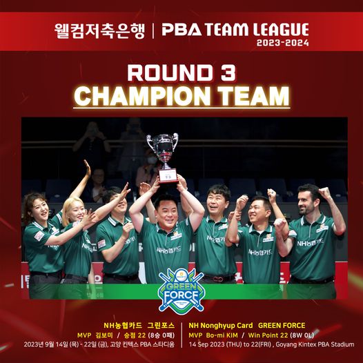 '웰컴저축은행 PBA 팀리그 2023-2024' ROUND3 우승 'NH농협카드(그린포스)'